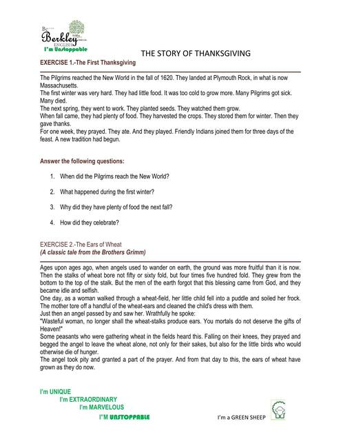 THE STORY OF THANKSGIVING | hilda | uDocz