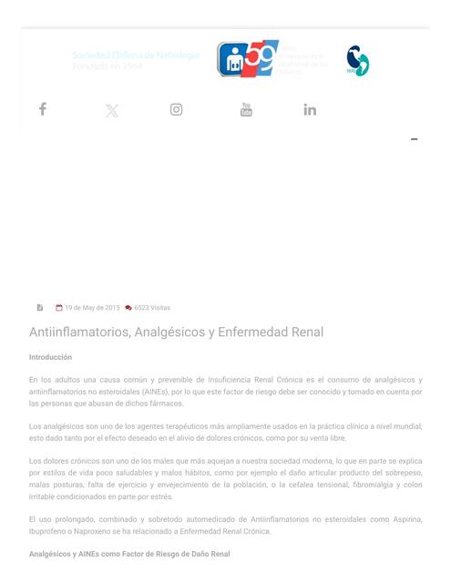 Antiinflamatorios Analgésicos y Enfermedad Renal | José Gregorio Aguilera Longart | uDocz