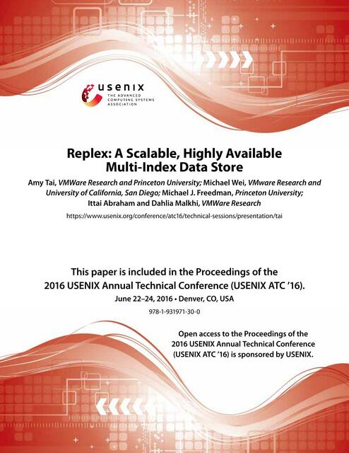 Replex: A Scalable, Highly Available Multi Index Data Store | HackerNews | uDocz