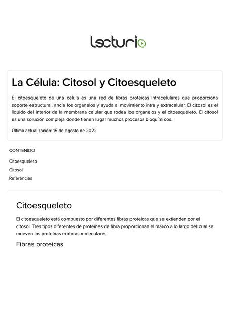 Biología - lecturio - citosol y citoesqueleto | Briggitte Yamilé Suarez ...