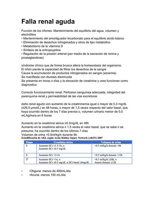 Falla renal aguda resumen personal | LORENA | uDocz