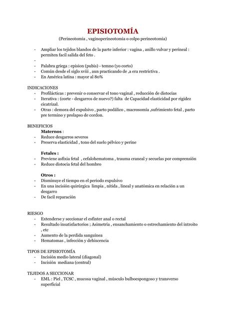 EPISIOTOMÍA - EPISIORRAFIA | Conito | uDocz