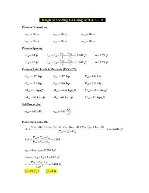 Combined Footing Design using PTC MathCA | Actualidad Construcción ...