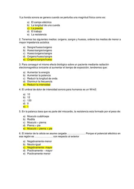 BANCO DE PREGUNTAS DE FISICA MEDICA | MEDICINA EN ACCION | uDocz