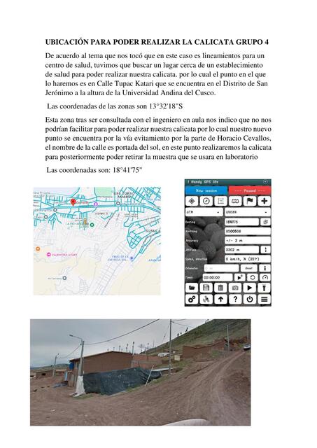 UBICACIÓN PARA PODER REALIZAR LA CALICATA G | RANDY JHORS BACA PALMA ...