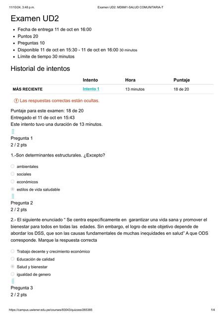 Examen UD2 MD6M1 SALUD COMUNITARIA T | Brigitte Avila Apolinario | uDocz