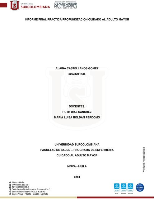 INFORME FINAL PRACTICA ADULTO MAYOR | ALAINA CASTELLANOS GOMEZ | uDocz
