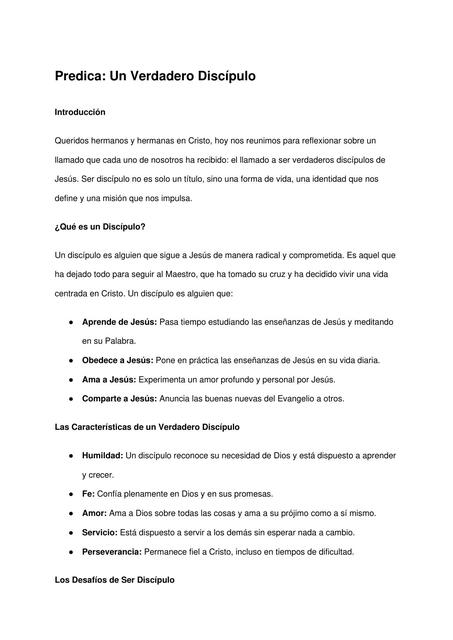 Predica Un Verdadero Discípulo | CRISTIAN JBV | uDocz