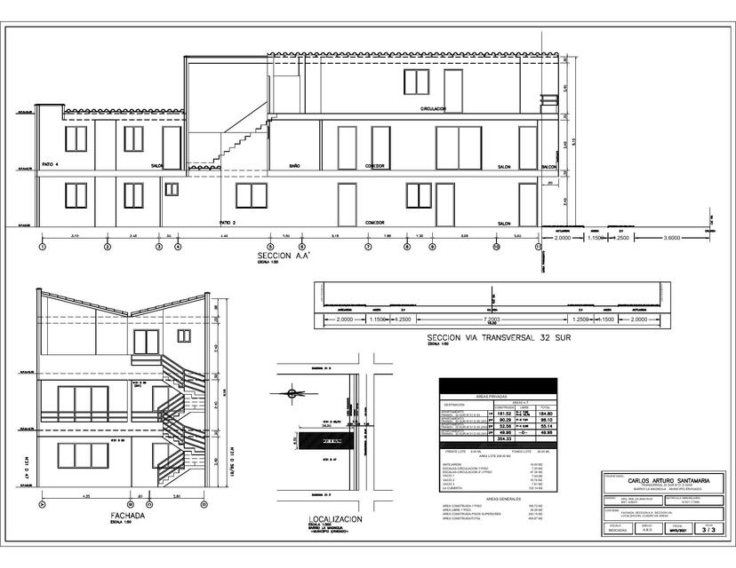 CARLOS ARTURO ARQUITECTONICO PLANO 3 DE 3 Model | William Sanchez Maya | uDocz
