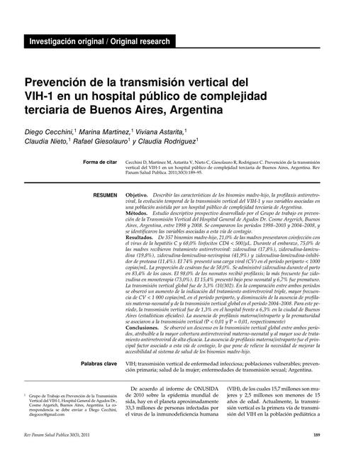 Prevención de las transmisión vertical del VIH 1 en un hospital público ...