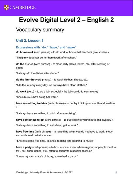 Unit 2 E2 Vocabulary | Edgard | uDocz