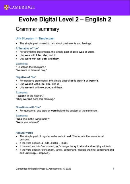 Unit 5 E2 Grammar | Edgard | uDocz