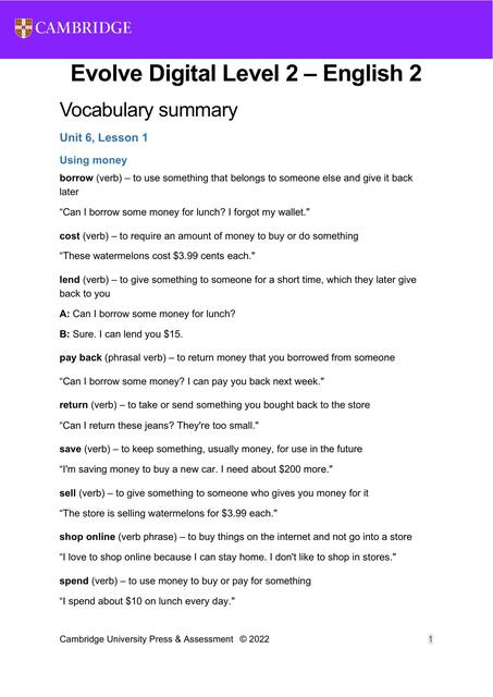 Unit 6 E2 Vocabulary | Edgard | uDocz