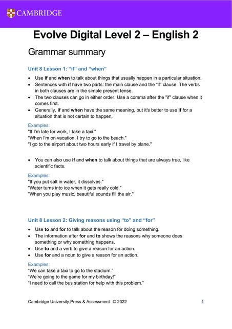 Unit 8 E2 Grammar | Edgard | uDocz