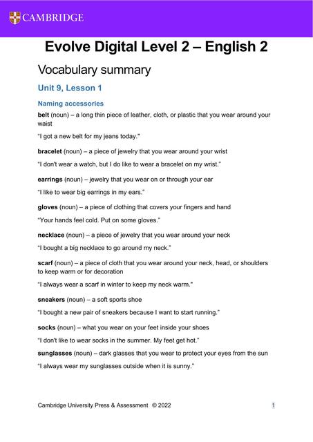 Unit 9 E2 Vocabulary | Edgard | uDocz