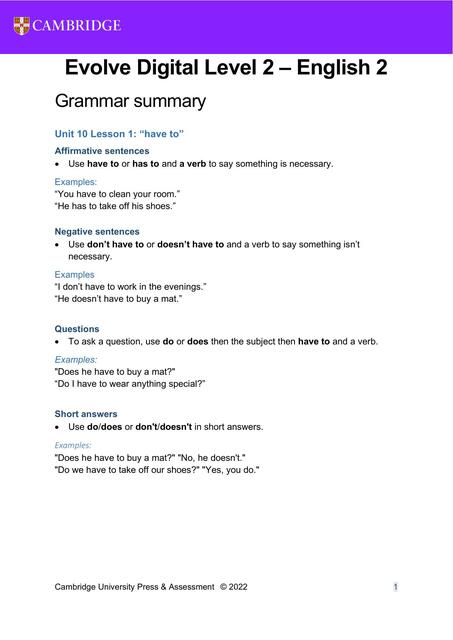 Unit 10 E2 Grammar | Edgard | uDocz