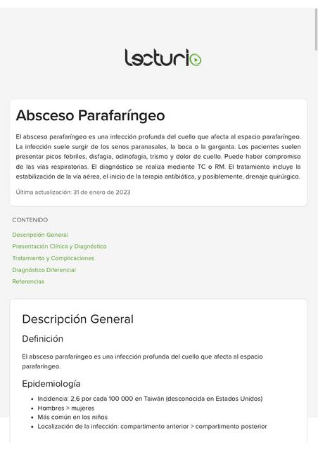 Otorrinolaringología lecturio Absceso Parafaríngeo | Briggitte Yamilé ...