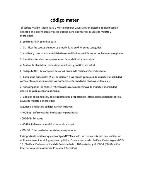 Código mater | Aura Ester Peréz Rada | uDocz