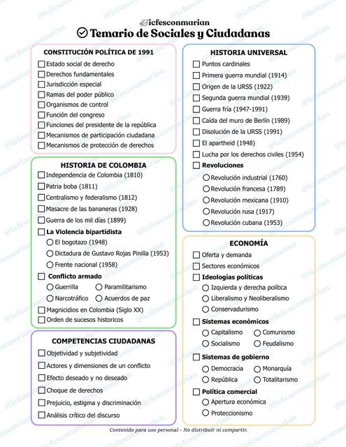 Temario de Sociales y Ciudadanas icfes | Luisa | uDocz