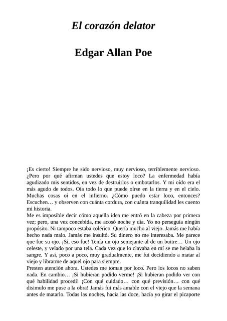 32 El corazón delator Autor Edgar Allan Poe | Wen | uDocz 32 El corazón delator Autor Edgar Allan Poe | Wen | uDocz