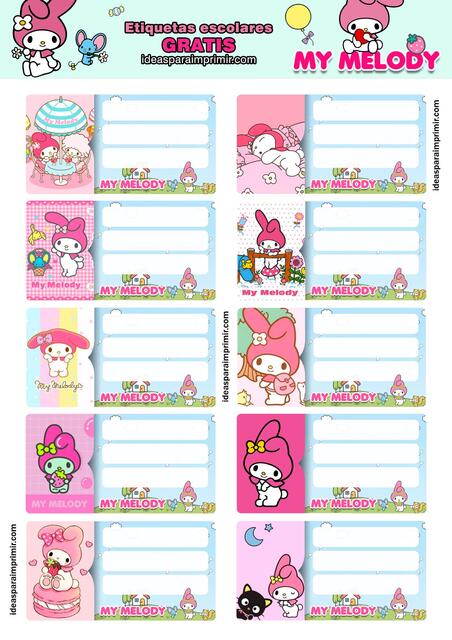 etiquetas escolares my melody para imprimir gratis | Rivers | uDocz