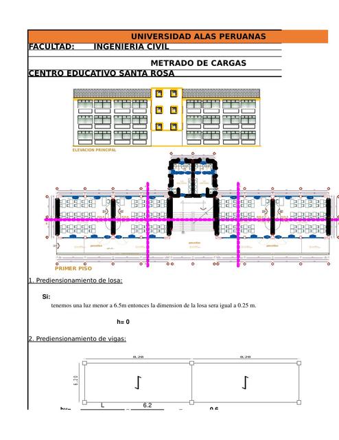 METRADO DE CARGAS CENTRO EDUCATIVO SANTA ROSA | CCINGENIERIACC | uDocz