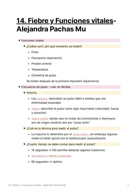 Fiebre y Funciones vitales | Alejandra Pachas Mu | uDocz