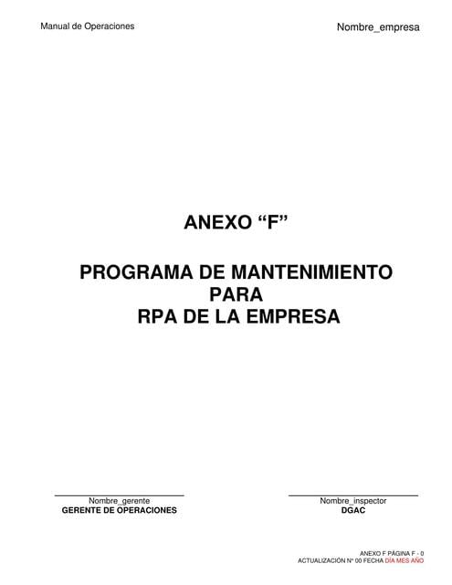 Anexo F Programa de Mantenimiento Template | Gabriel Alejandro | uDocz