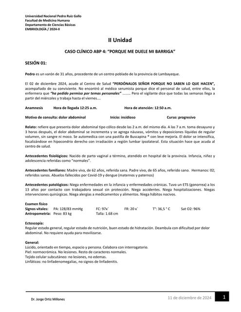 CASO CLÍNICO 4 ABP embriología II s1 s2 11 12 24 | Diego | uDocz