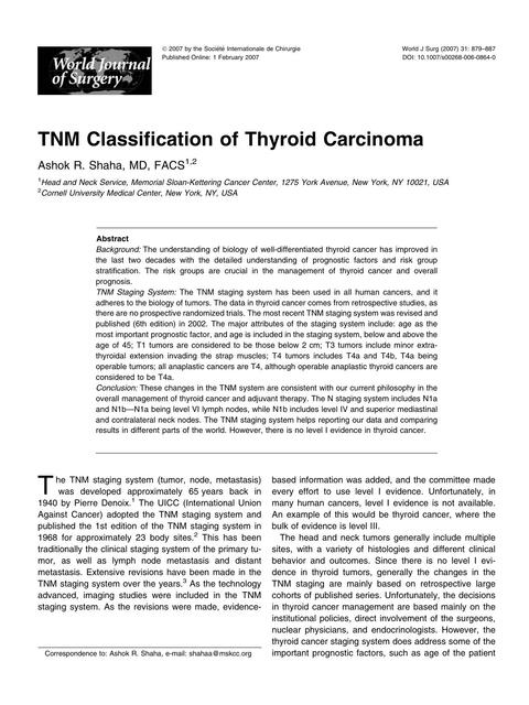 TNM Classification of Thyroid Carcinoma | Andy Abarca | uDocz