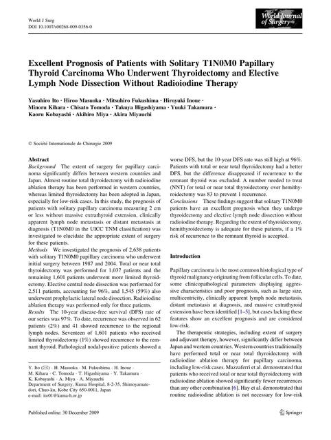 Excellent Prognosis of Patients with Solitary T1N0 | Andy Abarca | uDocz