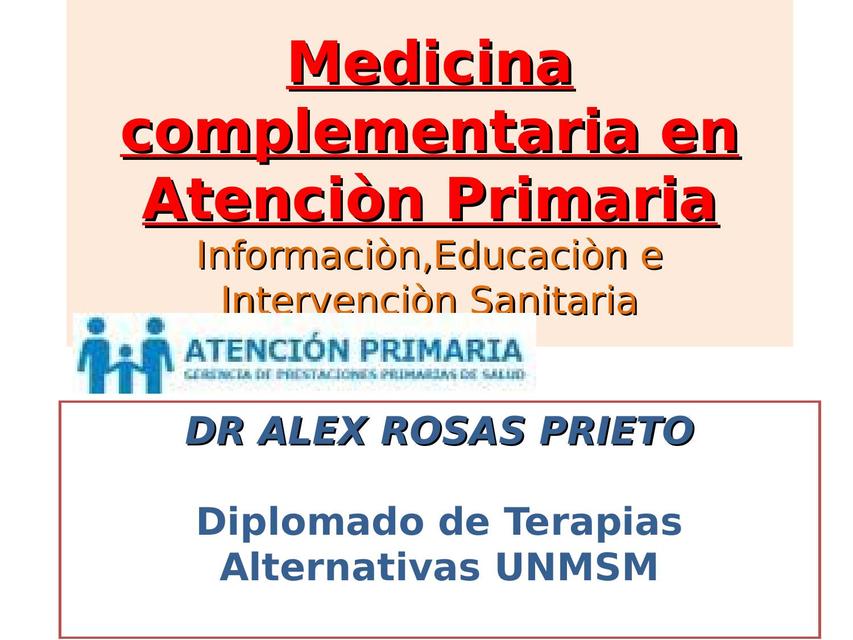 Medicina complementaria en complementaria en Atención Primaria | Ahmed ...
