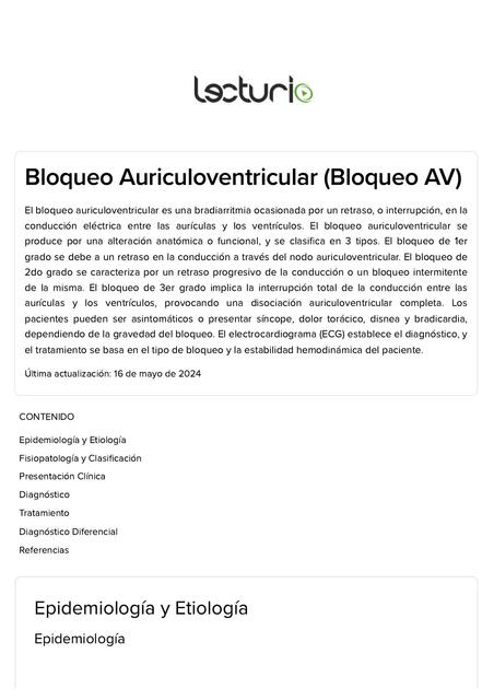 Cardiología lecturio Bloqueo Auriculoventricular B | Briggitte Yamilé Suarez Esteban | uDocz