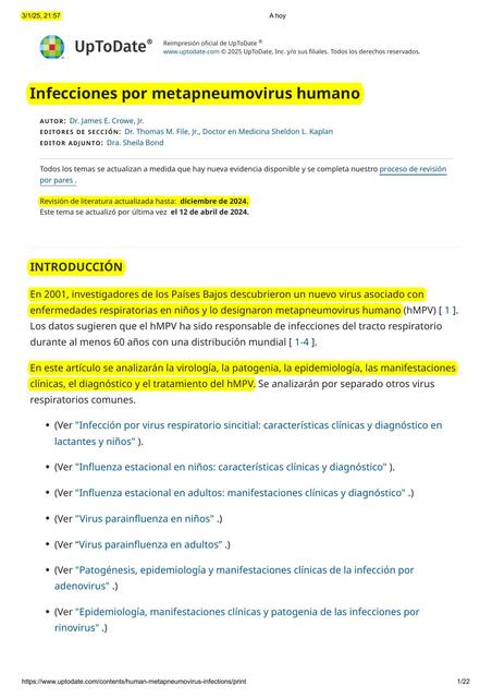 METAPNEUMOVIRUS HUMANO | Carlos Rafael RAMOS | uDocz