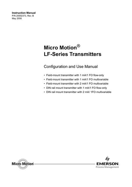 micro motion LF use manual | Chiva | uDocz