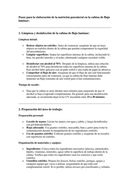 Pasos para la elaboración de la nutrición parenter | Andrea Ramirez | uDocz