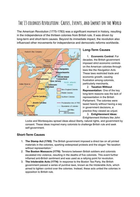 The 13 colonies Revolution Causes Events and Impac | iván | uDocz