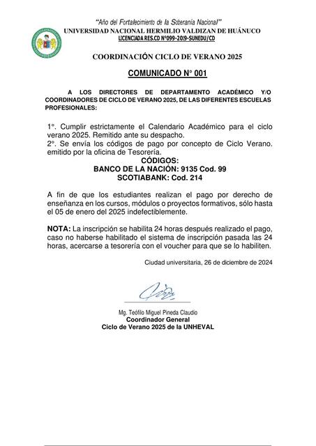 COMUNICADO N 001 | Jeanz Miller | uDocz