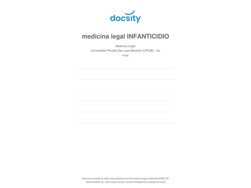 docsity medicina legal infanticidio | Aron Smith Lopez Oscco | uDocz