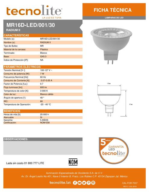 MR16D LED 001 30 dataSheet | Jocelin | uDocz