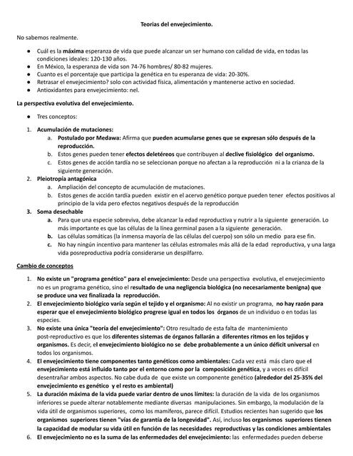 Teorías del envejecimiento | andrea espinosa | uDocz