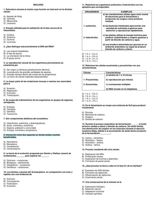 BANCO DE PREGUNTAS BIOLOGIA 2 | Leovardo | uDocz BANCO DE PREGUNTAS BIOLOGIA 2 | Leovardo | uDocz