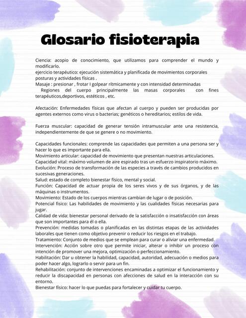 Glosaría fisioterapia | Kiko | uDocz