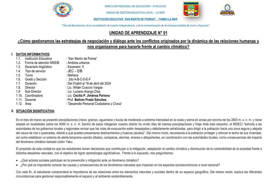 UNIDAD DE APRENDIZAJE N 01 DPCC | ANGEL ANIBAL | uDocz