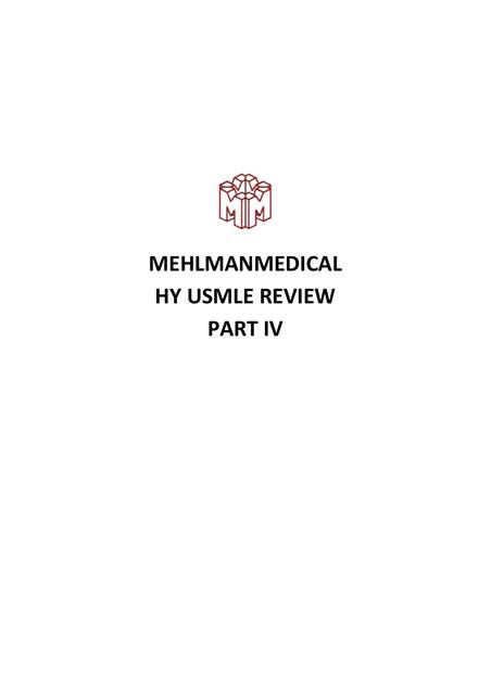 Flashcards de HY Mixed USMLE Review Part IV Mehlman | Por Hugo | uDocz