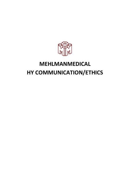 HY Communication Ethics Mehlman | Hugo | uDocz