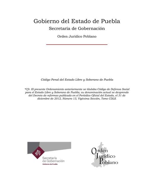 Codigo Penal del Estado Libre y Soberano de Puebla | Magaly | uDocz