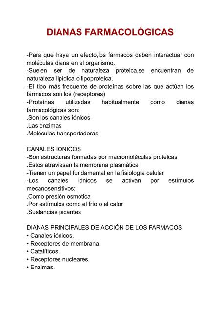 DIANAS FARMACOLÓGICAS | lalito | uDocz