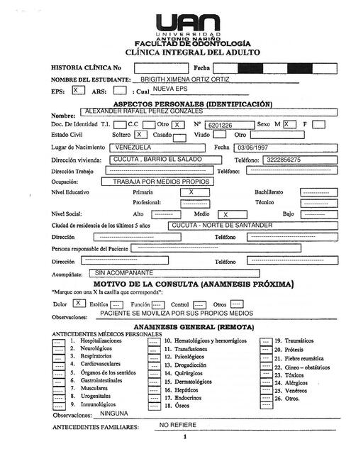 HISTORIA CLINICA DE ADULTOS | Apolo Daniel | uDocz