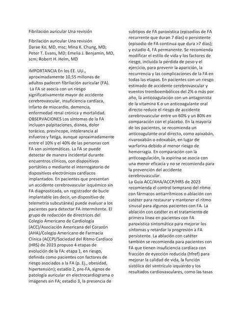 Fibrilación auricular Una revisión | Francisco Toruño Delagneau | uDocz